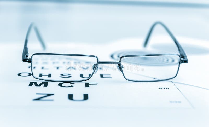 Clear Black Modern Glasses on a Eye Sight Test Stock Photo - Image of ...