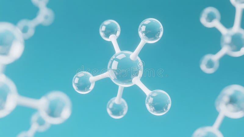 A Clear Blue 3D Render of a DNA Molecule Background with Spherical ...