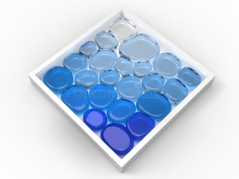 Clear Blue Glass Shapes in a Box Stock Illustration - Illustration of ...
