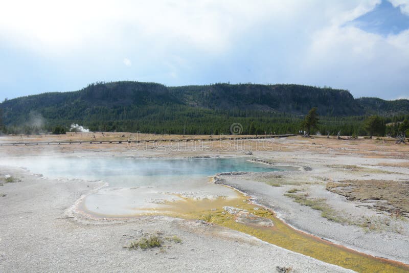 Clear Blue Hot Spring in Yellowstone National Park Stock Image - Image ...