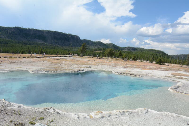 Clear Blue Hot Spring in Yellowstone National Park Stock Image - Image ...
