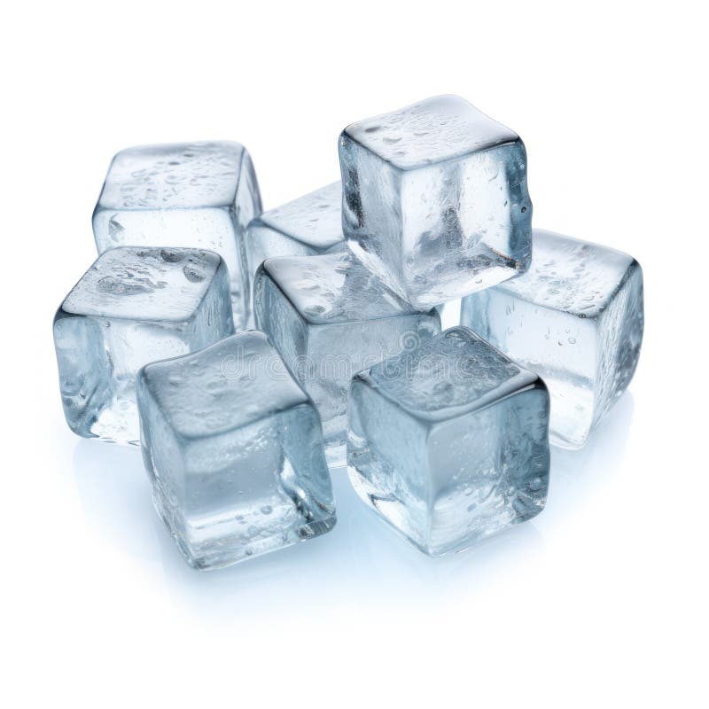 Clear Blue Ice Cubes on Isolated Background Stock Image - Image of ...