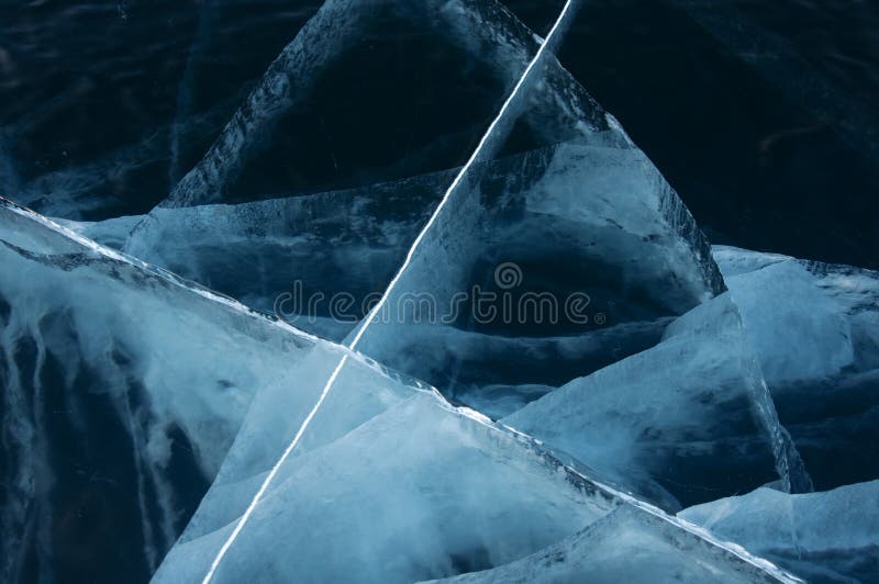 Clear Blue Ice on the Surface of Lake Baikal Stock Image - Image of ...