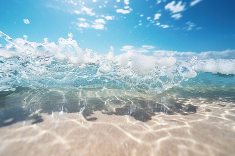 Clear Blue Ocean Water with Calm Wave Stock Illustration - Illustration ...