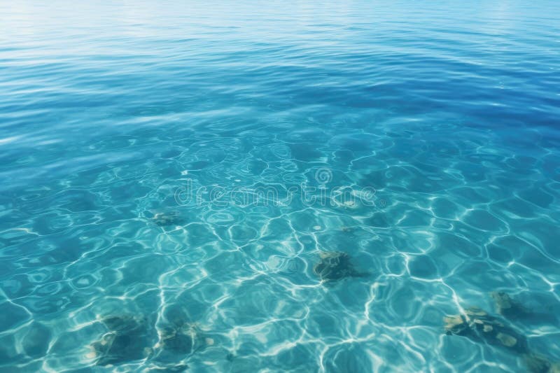 Clear Blue Ocean Water with Calm Wave Stock Illustration - Illustration ...