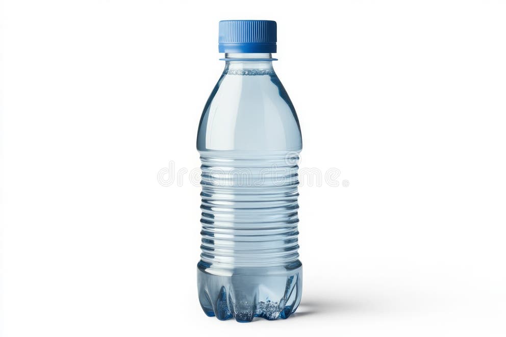 Clear Blue Plastic Water Bottle on White Background. Neural Network AI ...