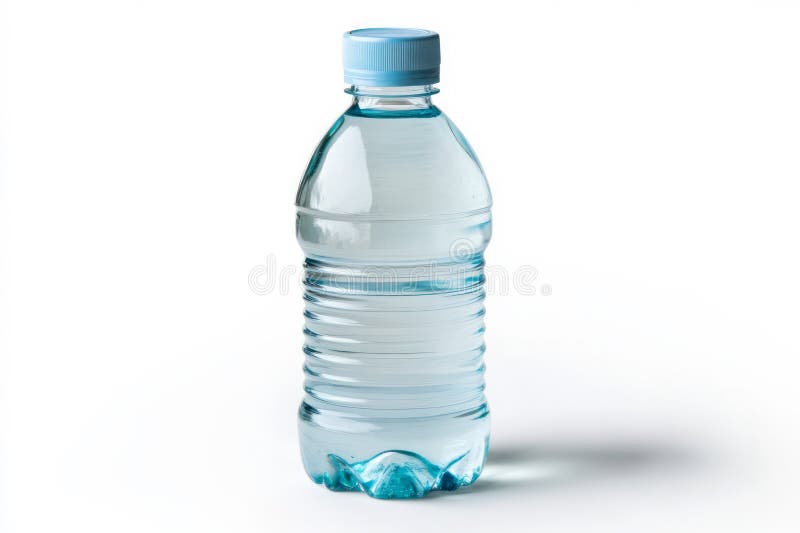 Clear Blue Plastic Water Bottle on White Background. Neural Network AI ...