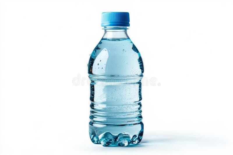 Clear Blue Plastic Water Bottle on White Background. Neural Network AI ...
