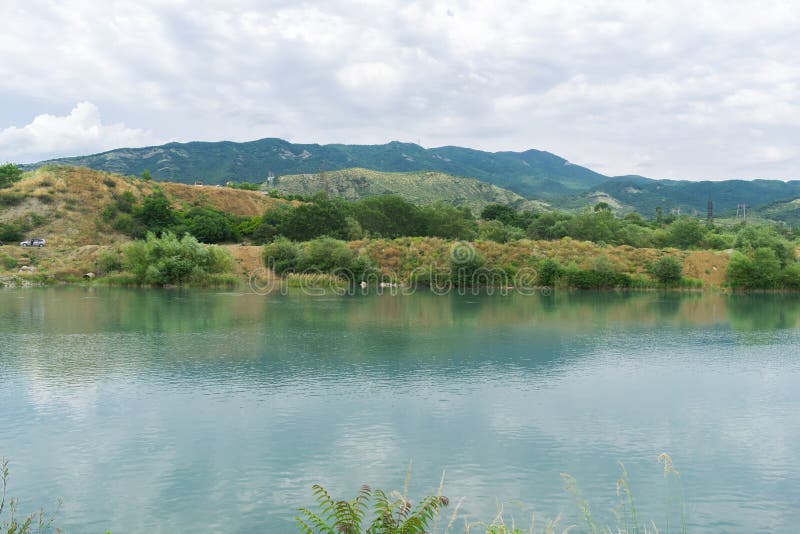 Clear Blue Quiet River in the Mountains in Summer, Beautiful Nature ...