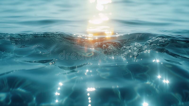 Clear Blue Sea Water in the Sun Stock Illustration - Illustration of ...