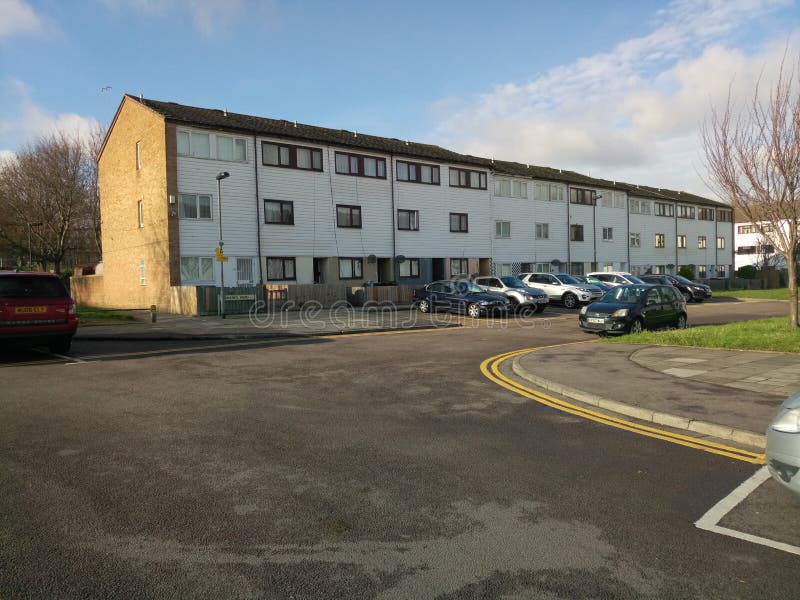 Row of detached houses editorial image. Image of background - 108164260