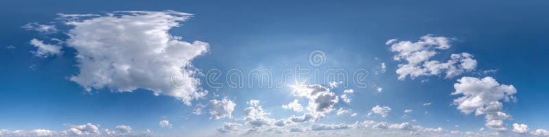 Clear Blue Sky with White Beautiful Clouds. Seamless Hdri Panorama 360 ...