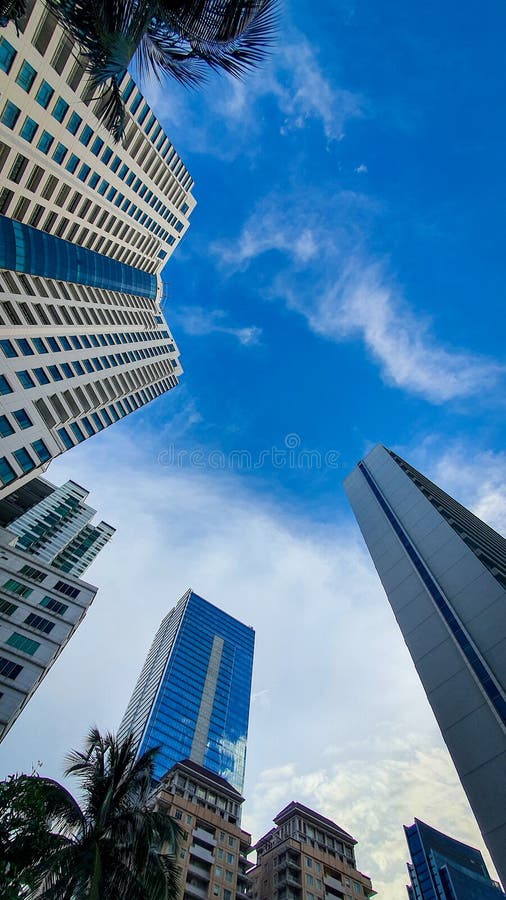 The Clear Blue Sky by the Building Stock Image - Image of building ...
