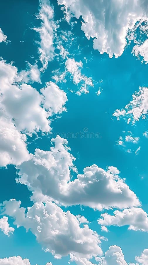 Clear Blue Sky Dotted with Light, Fluffy White Clouds Stock ...