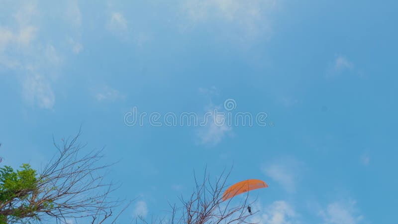 Parachute Gliding in a Clear Blue Sky Stock Video - Video of water ...