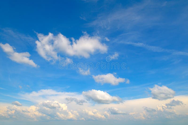 Clear Blue Sky with a Few Clouds Stock Photo - Image of scenery ...