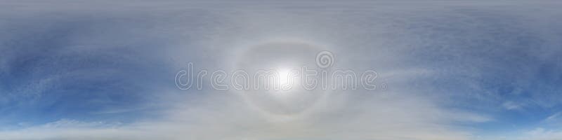 Clear Blue Sky with Halo Sun in 360 Hdri Panorama View with Zenith in ...