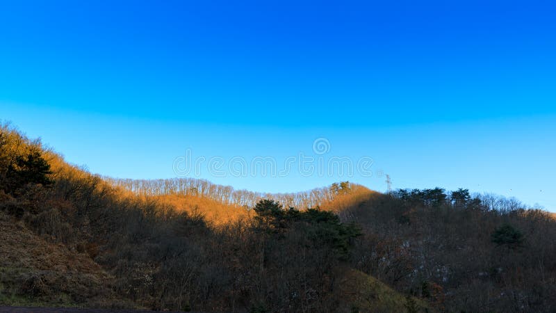 Clear Blue Sky and Mountain Background Stock Image - Image of skyline ...
