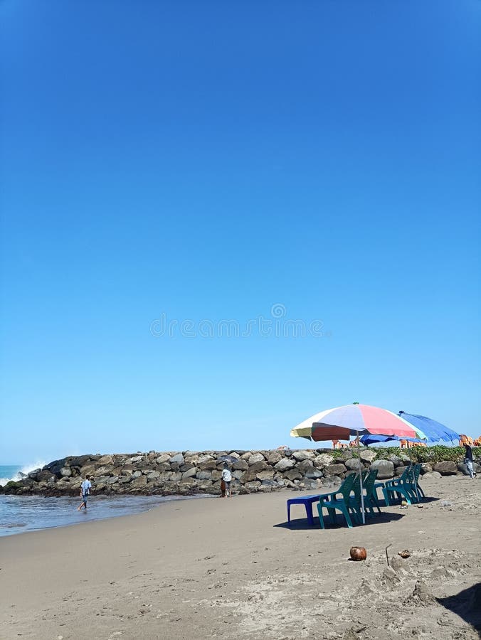 Clear Blue Sky, Pantai Padang at the Noon are Kinda Hot Stock Photo ...