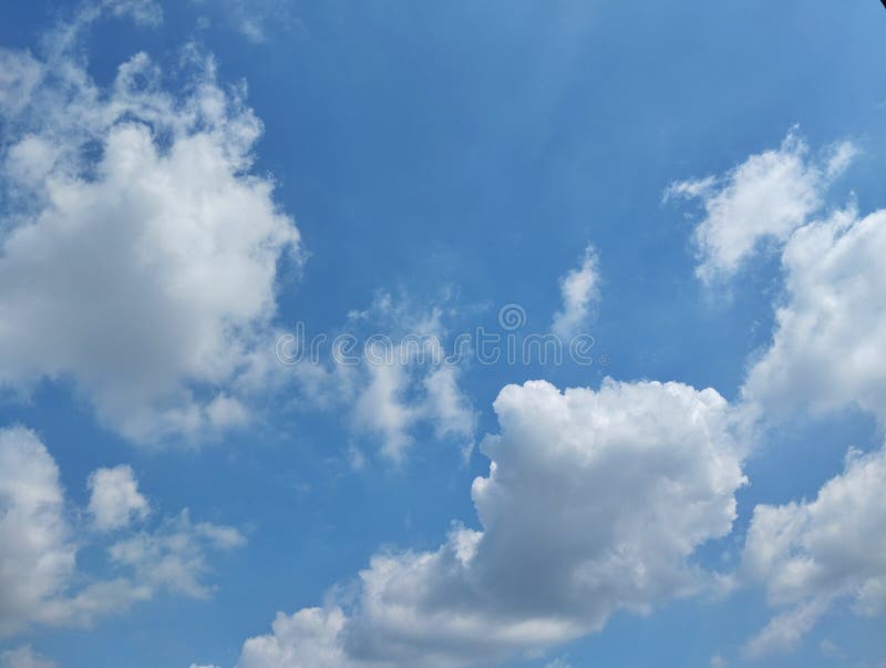 Clear Blue Sky with Scattered Clouds Background Stock Image - Image of ...