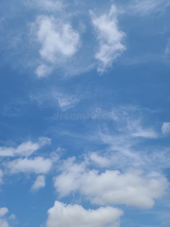 Clear Blue Sky with Scattered Clouds Stock Image - Image of rain, downy ...