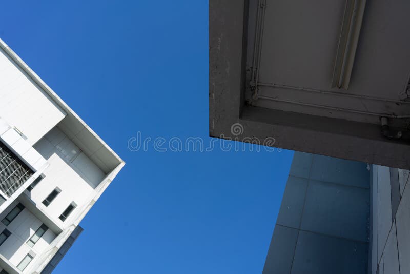 Clear Blue Sky with Shape of Building Stock Photo - Image of white ...
