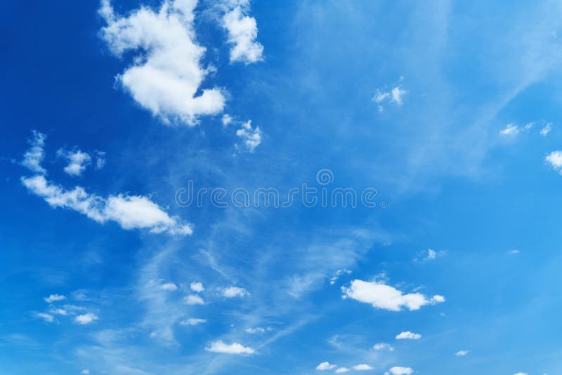 Clear Blue Sky with Some Small White Clouds on Sunny Day Stock Photo ...