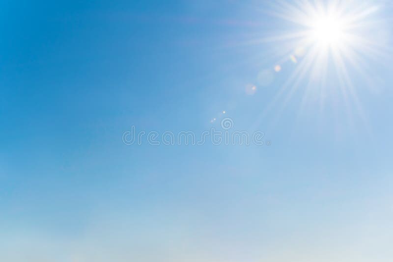 Clear Sky with Sun and Sunrays. Daytime and Good Weather Stock Photo ...