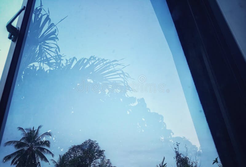 Clear Blue Sky through the Window Stock Image - Image of frame ...