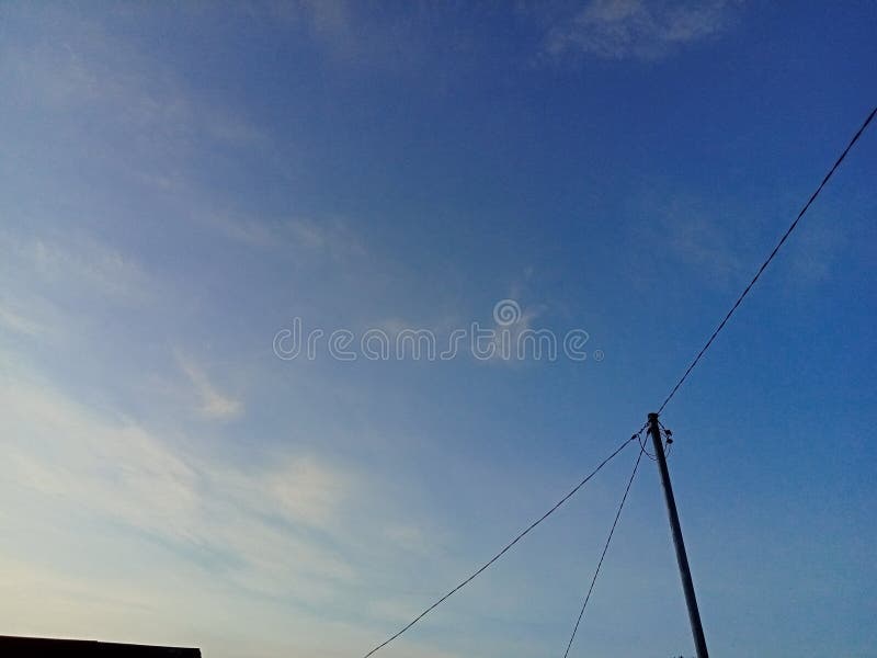 Clear Blue Sky Wispy Clouds Utility Pole Stock Photos - Free & Royalty ...
