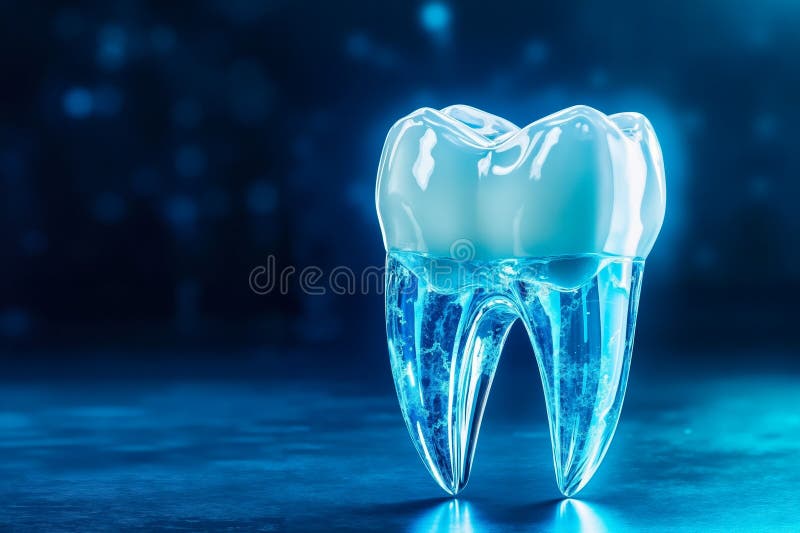 A Tooth Made of Ice on a Blue Background Stock Illustration ...