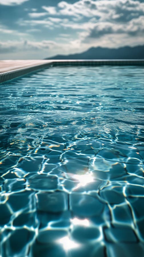 Clear Blue Water Reflects the Sun in a Tranquil Oceanfront Pool during ...