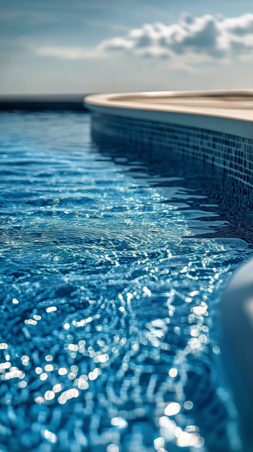 Clear Blue Water Reflects the Sun in a Tranquil Oceanfront Pool during ...