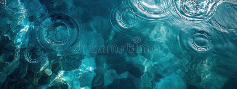 Clear Blue Water Ripples Created by Falling Drops in a Peaceful Natural ...