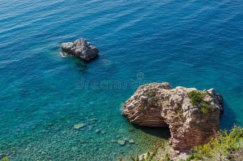 Clear Blue Water with Rocks in the Adriatic Sea Stock Image - Image of ...