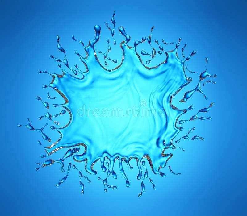 The Clear Blue Water Splash on a Turquoise and Blue Background. 3d ...