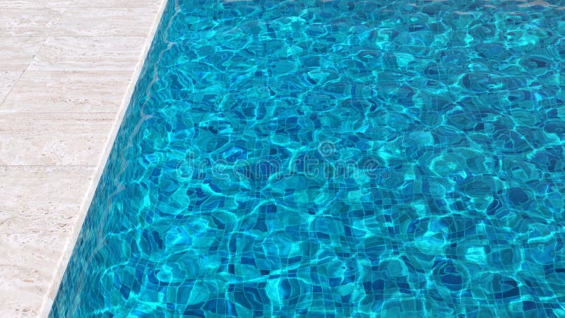 Clear Blue Water in Swimming Pool with Light Stone Deck Stock Photo ...