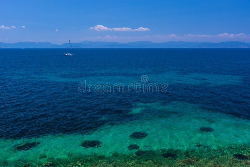 The Clear and Blue Waters of Mediterranean Sea in the Saronic Gulf ...