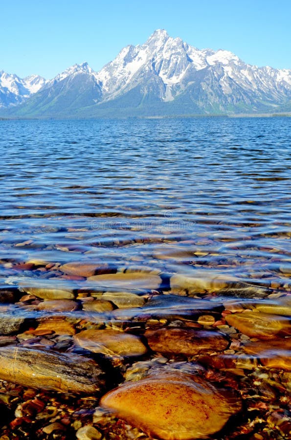 The Clear Blue Waters of Yellowstone Show Hidden Rocks. Stock Image ...