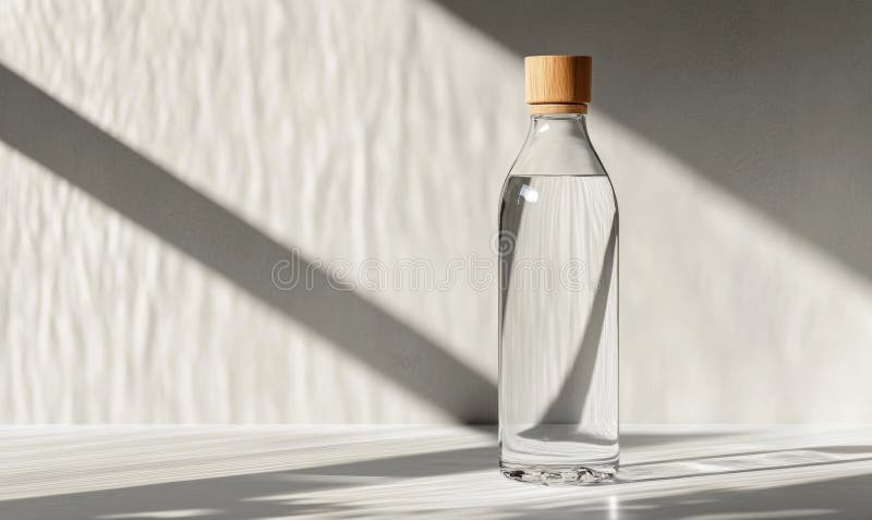 A Clear Bottle with a Wooden Cap Stock Photo - Image of aqua, bottle ...
