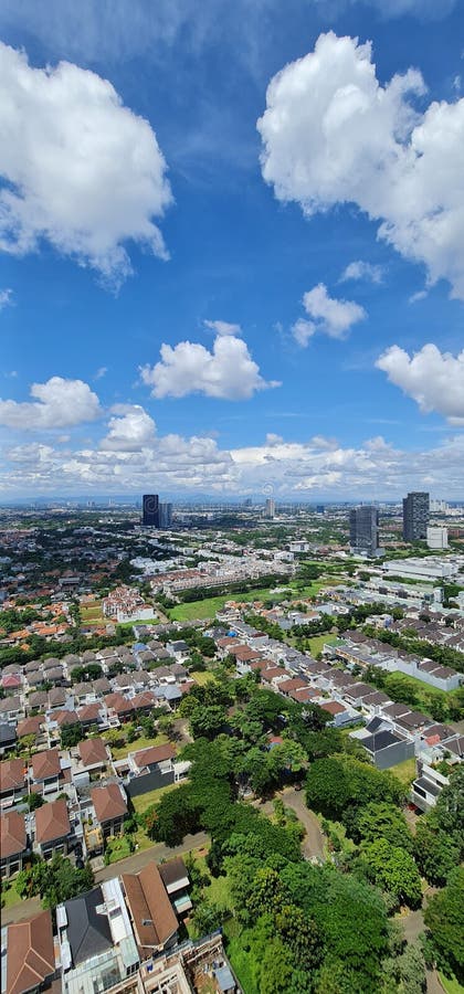 A Clear Bright City View from Apartment Building Stock Photo - Image of ...