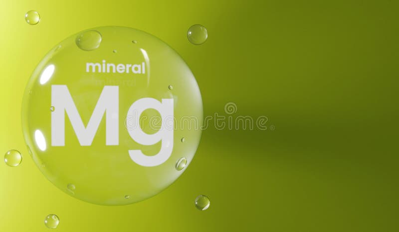 Magnesium Mineral in a Transparent Bubble on Green Background Stock ...
