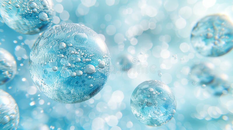 Clear Bubbles Floating in Light Blue Background Stock Illustration ...