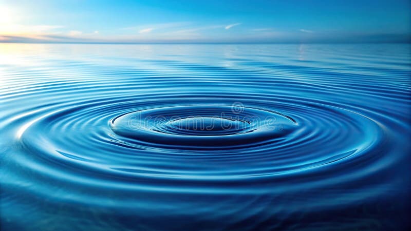 Calm Blue Water Surface with Ripple Silhouette - Generative AI Stock ...