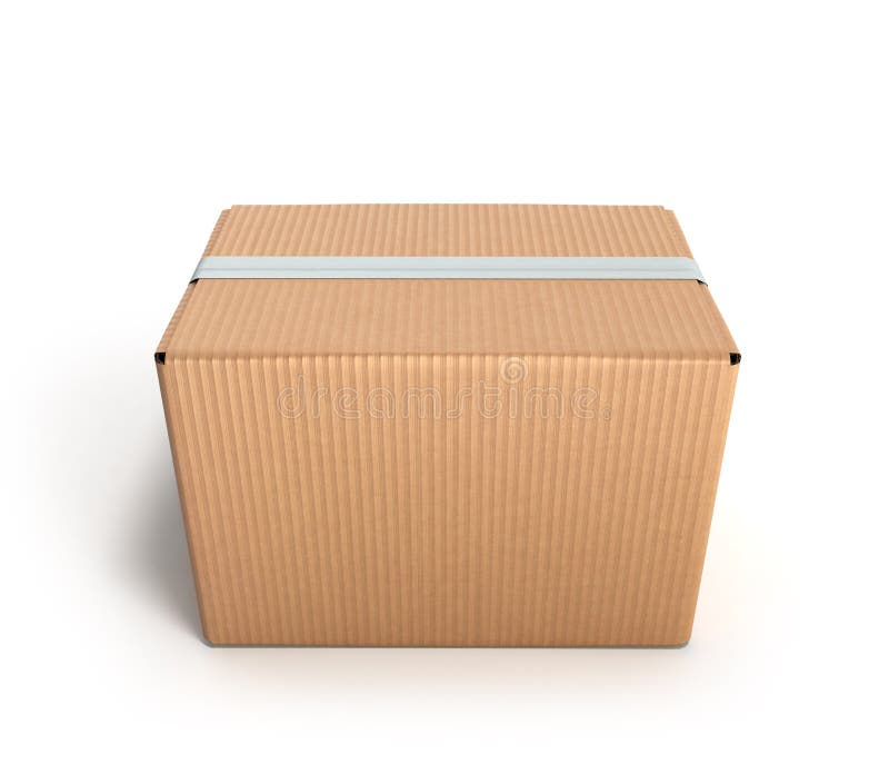 Clear Cardboard Box 3d Render on White Background Stock Illustration ...
