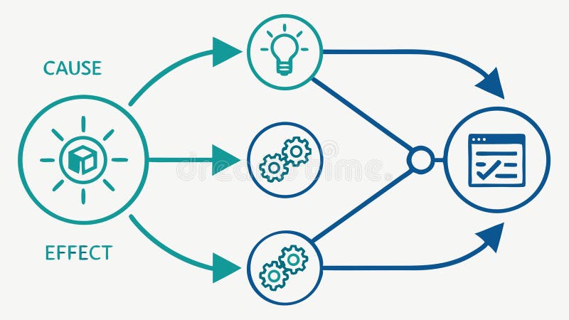 Clear Cause and Effect Diagram with Linked Icons, Vector Design Generative AI Stock Vector ...