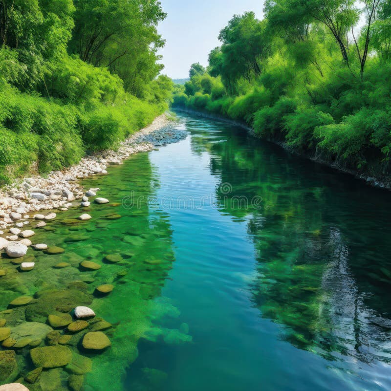 A Clear and Clean River after Being Cleared of Pollution. Concept ...