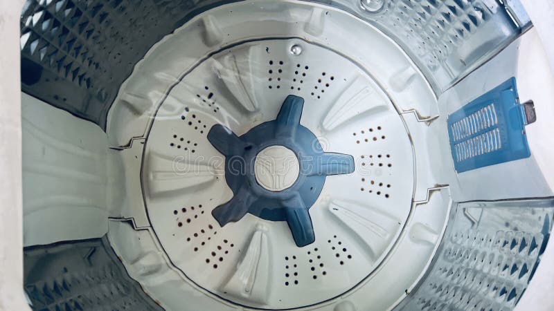 A Clear Close Up Inner View of a Washing Machine Filled with Clean ...