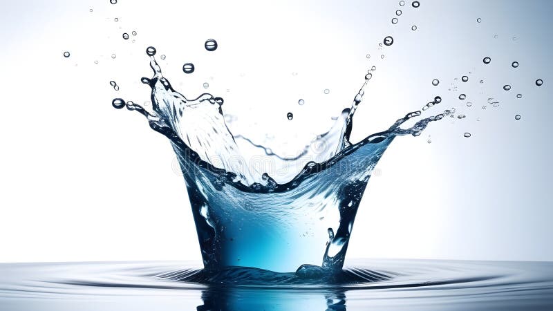 Clear, Cold Water Dances in a Splash of Blue. Nature S Purity in Motion ...