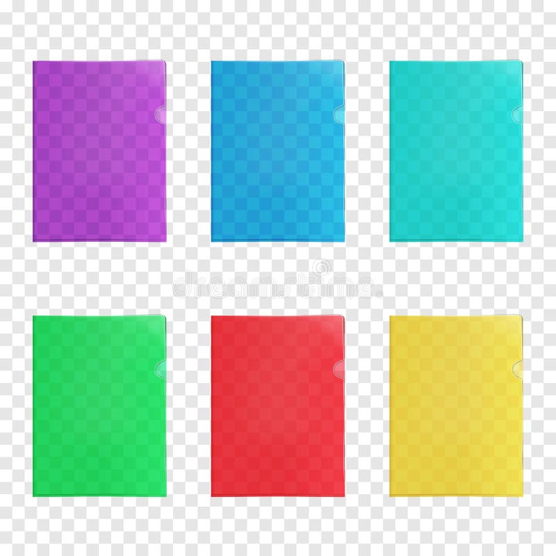 Clear Color Plastic L-shape File Folder Mockup. Empty Transparent PVC ...